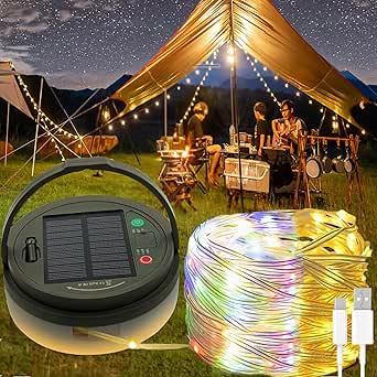 HSXLXSC Solar Camping String Lights, 4 in 1 Camping String Lights ...