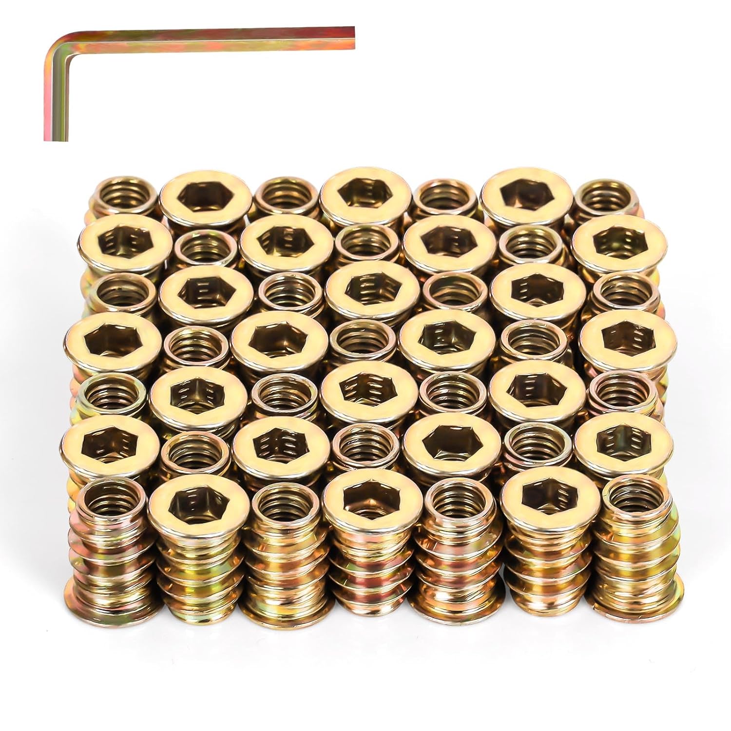 1/4"-20 x 10mm Threaded Inserts for Wood, Hex Drive Wood Nut Inserts ...