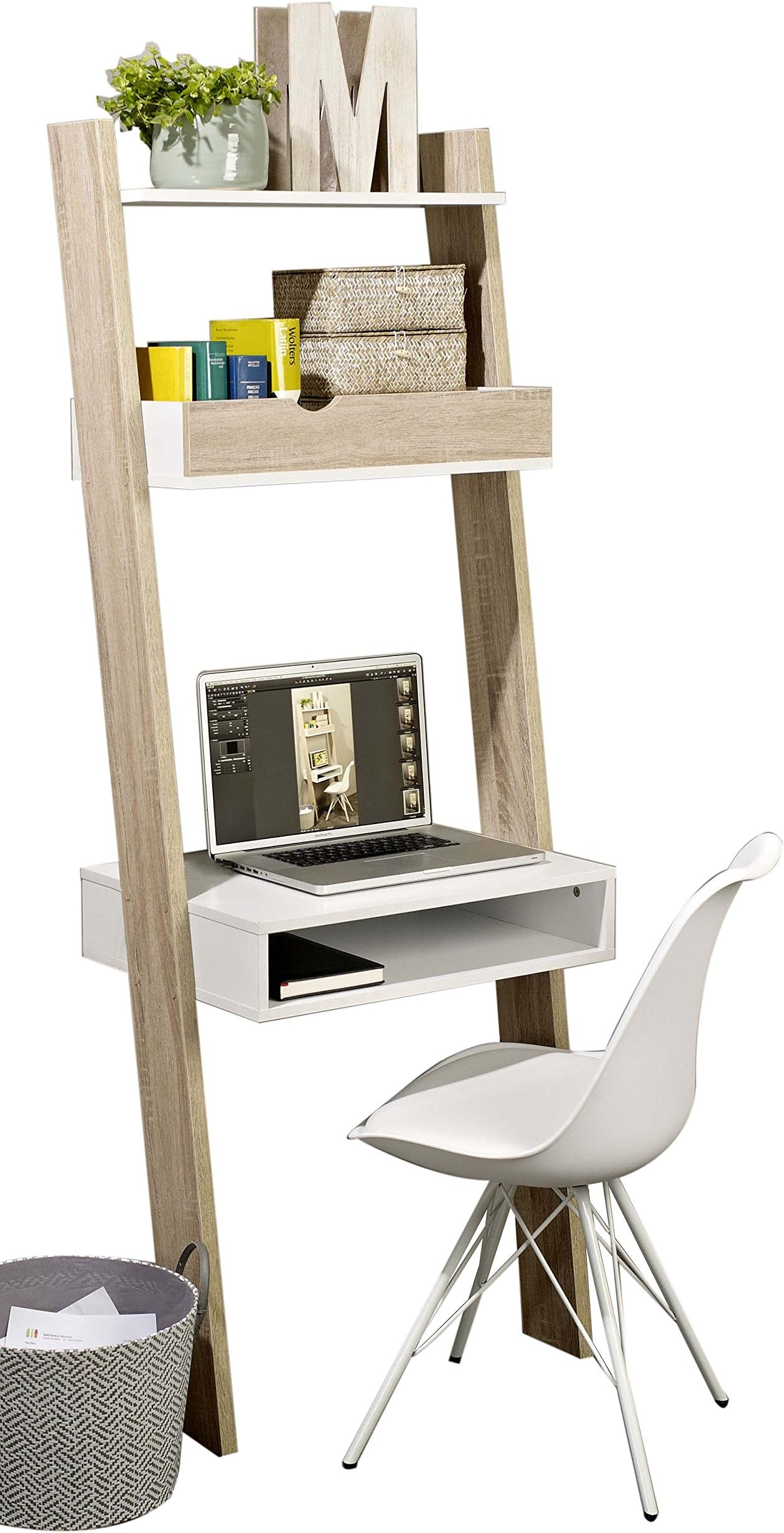 SoBuy® FRG111-WN, Ladder Shelf Wall Shelf Storage Display Shelving Unit ...