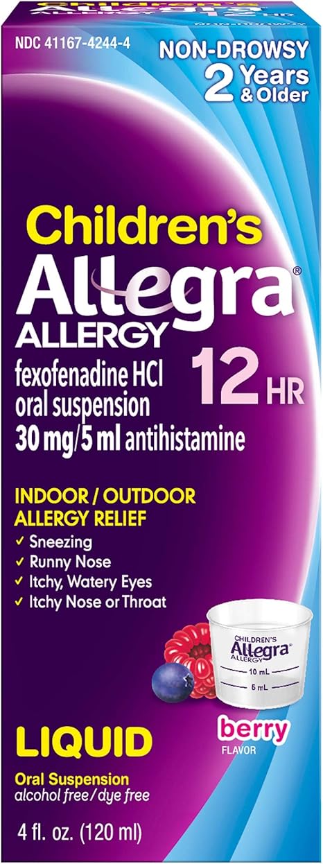Amazon.com: Allegra Children's Allergy Relief Berry Flavor - 4 oz, Pack ...