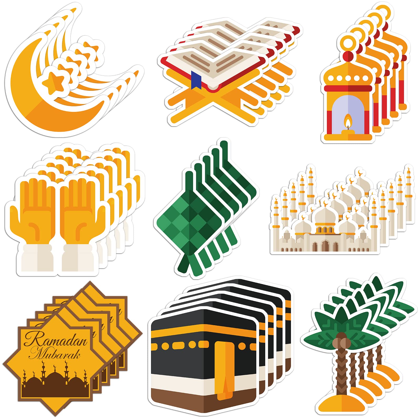 Buy BBTO 45 Pieces Ramadan Shaped Paper Cut Outs Ramadan Paper Cut Out ...