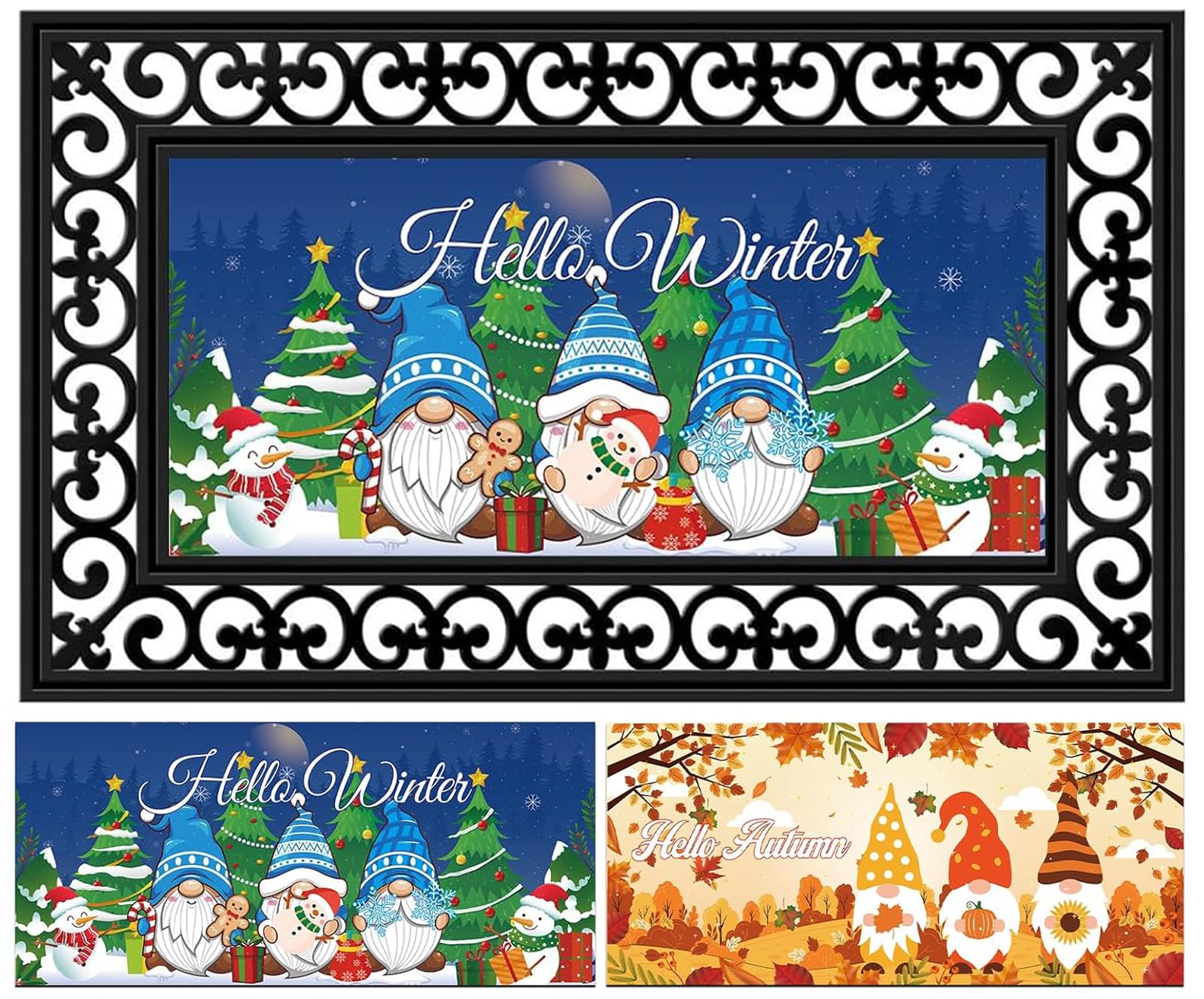 Amazon.com: 22 x 10 Inch Hello Winter Seasonal Doormat 2Pcs Winter ...
