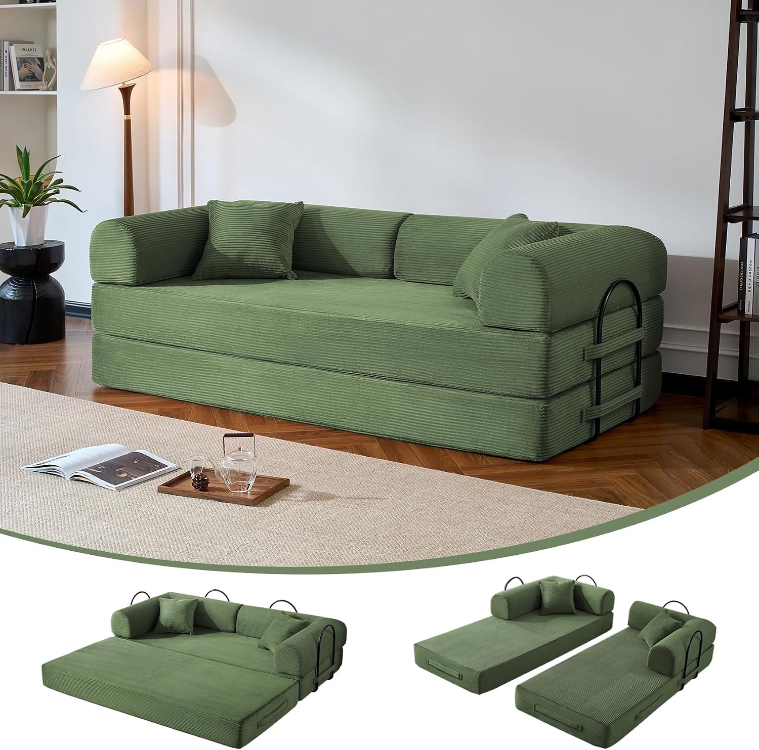 Amazon.com: NNQ 79" Compressed Sofa, Convertible Sofa Bed, Corduroy ...