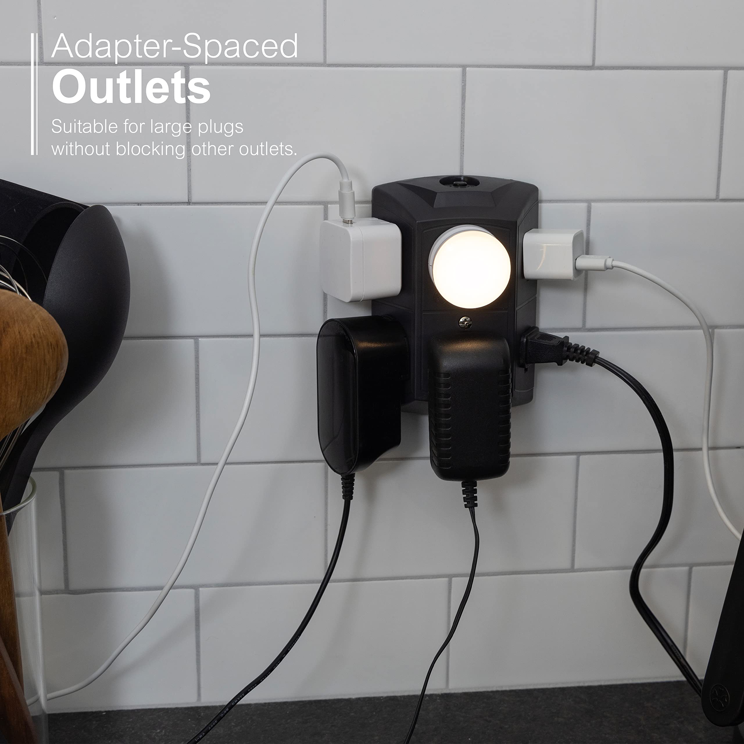 Snapklik.com : 6-Outlet Extender, 2 Pack, Grounded Wall Tap, Reset ...