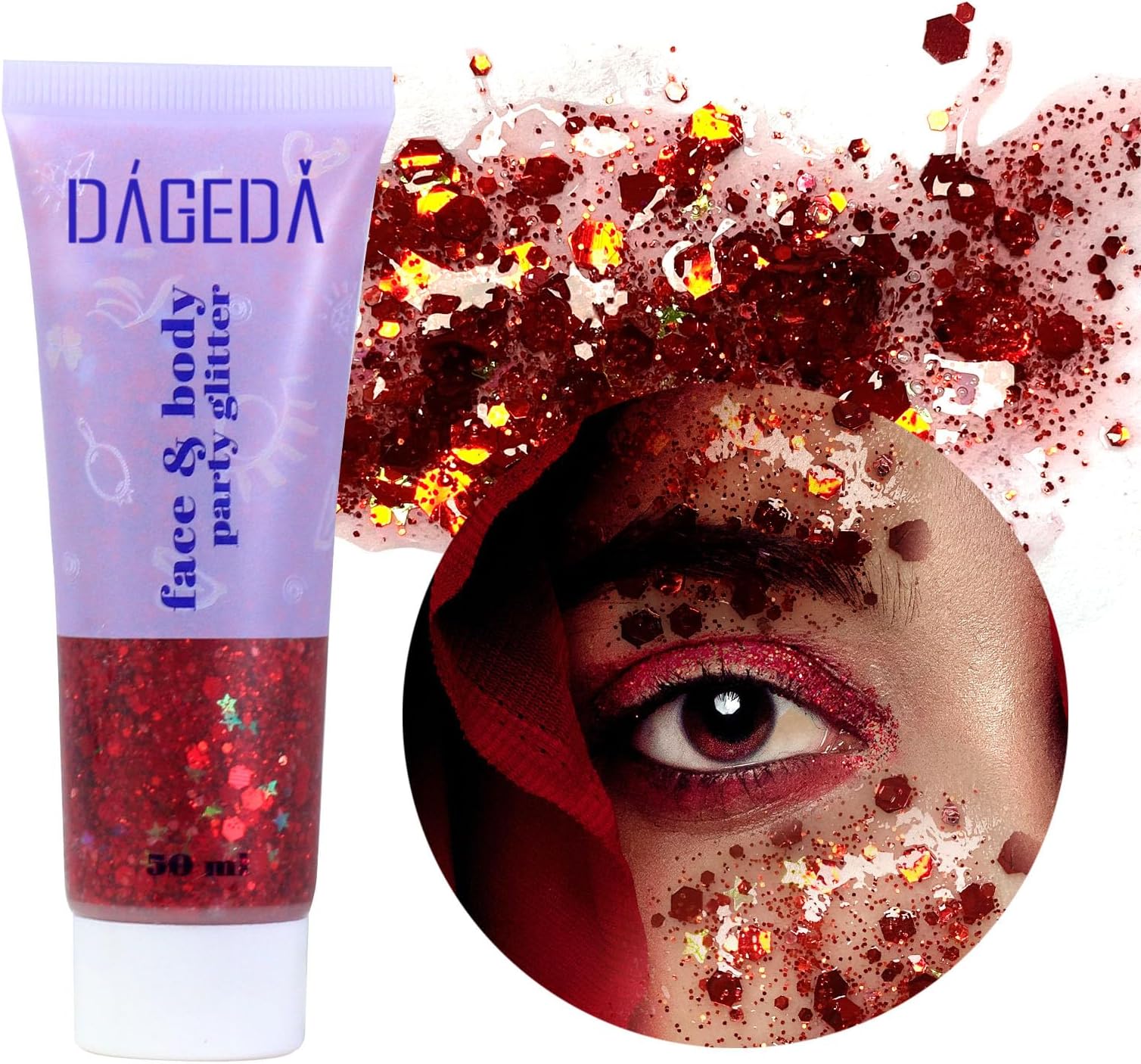 Amazon.com : DAGEDA Body Glitter Gel, Face Glitters Body Gel Sequins ...