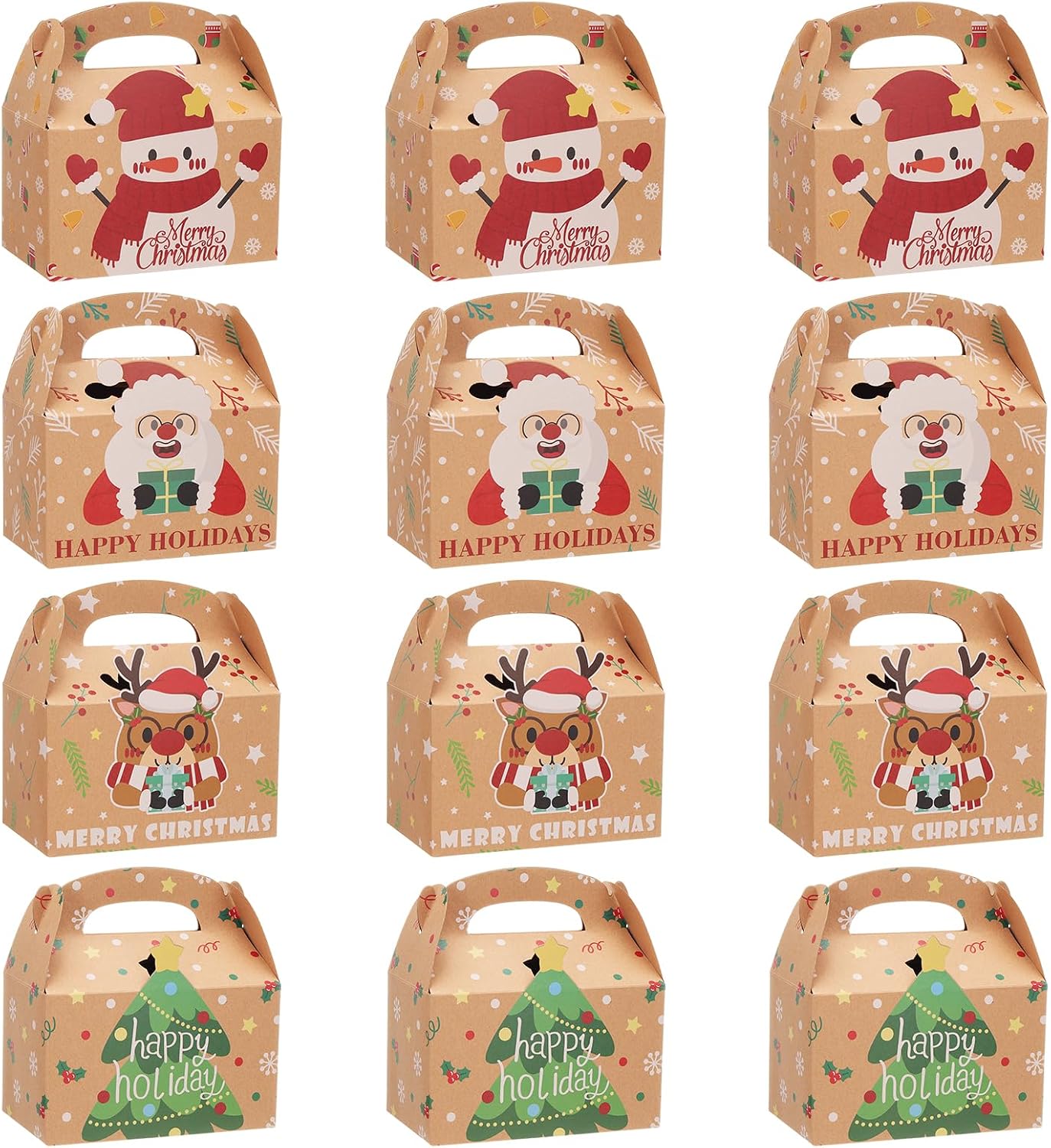 Kyrio 12 PCS Christmas Kraft Gift Boxes with Handle, Christmas Candy ...