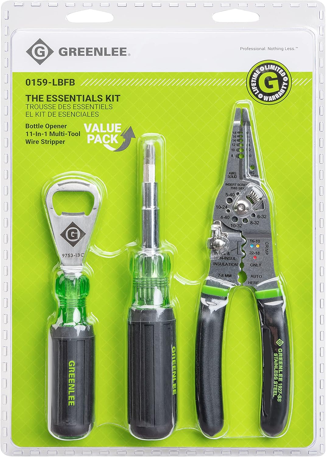 Greenlee, ‎0159-LBFB, 3-Piece Electrician Tool Kit with Stainless Steel ...