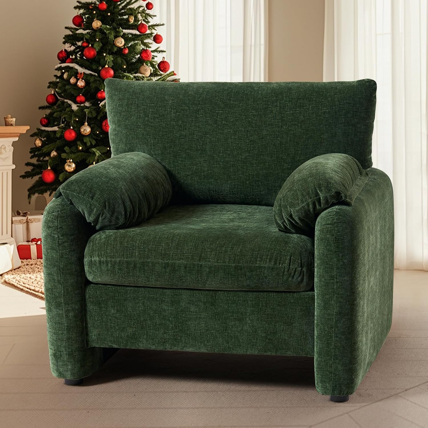 Amazon.com: CDCASA Oversized Accent Chair, Chenille Mid Century Modern ...