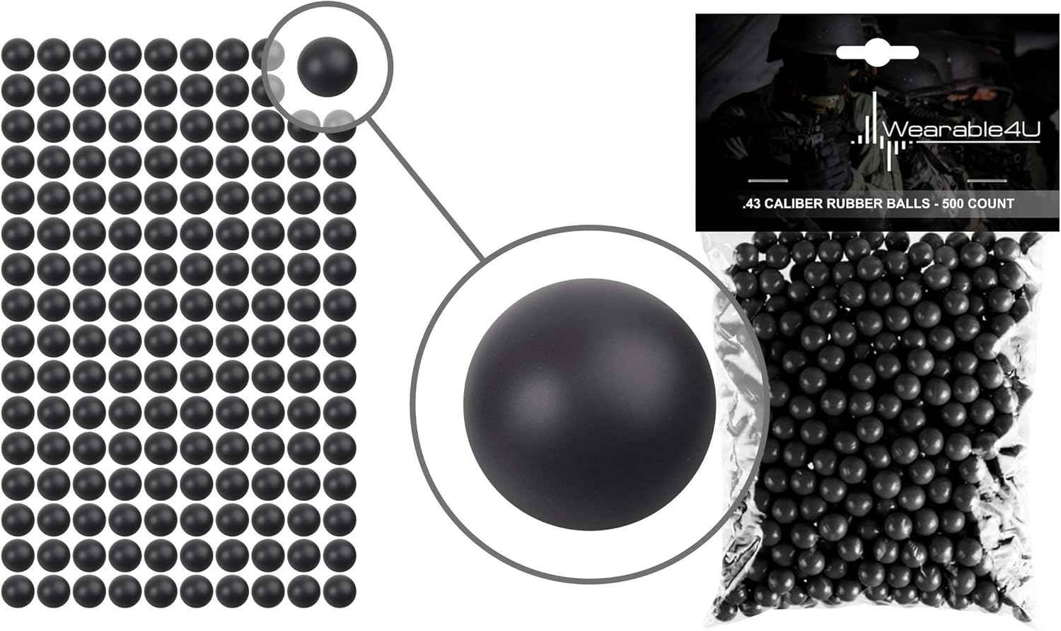 Wearable4U .43 Caliber Rubber Balls New Reusable Training Soft Rubber ...