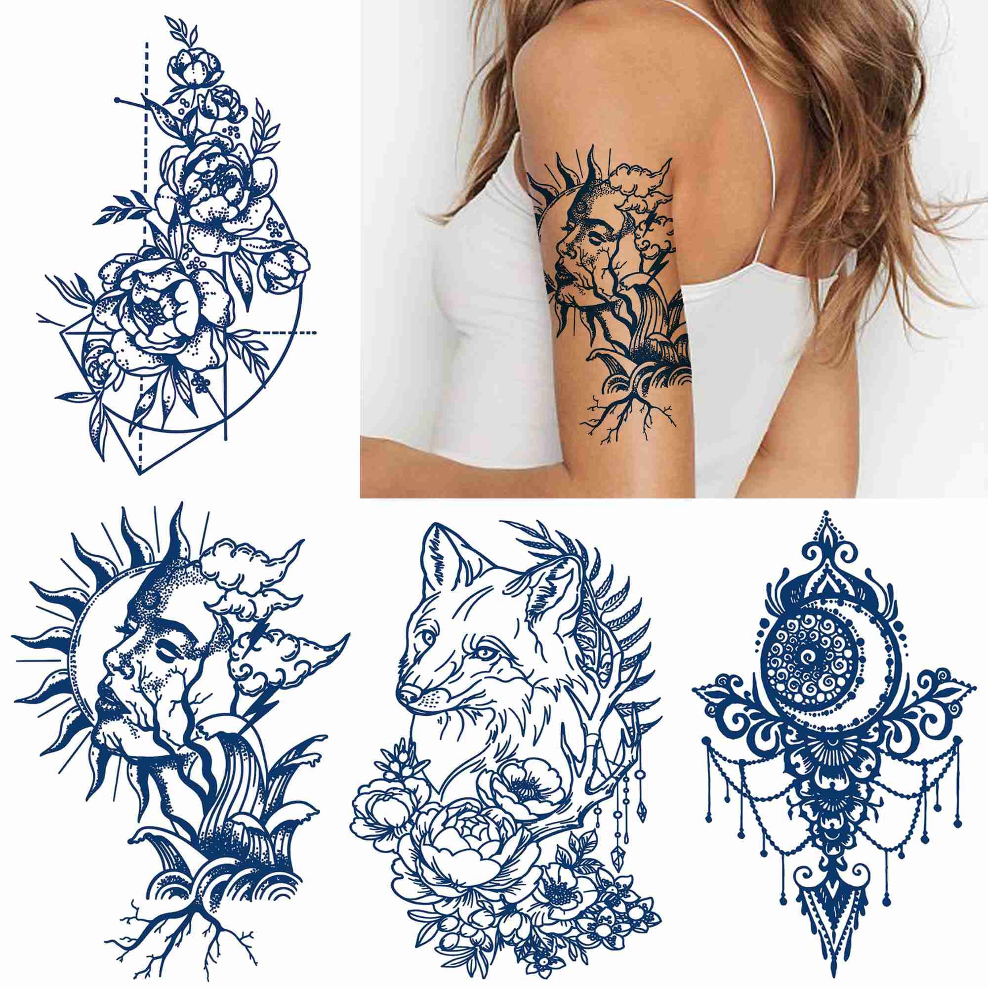 Buy Juicetattoo Lasting 1-2 Weeks 4 Sheets Juice Tattoo Temporary ...