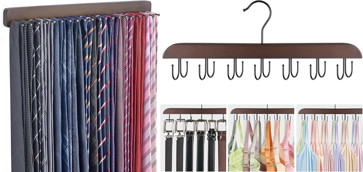 Amazon.com: Mkono Tie Rack and Belt Hanger, Space Saving Rustic Hangers ...
