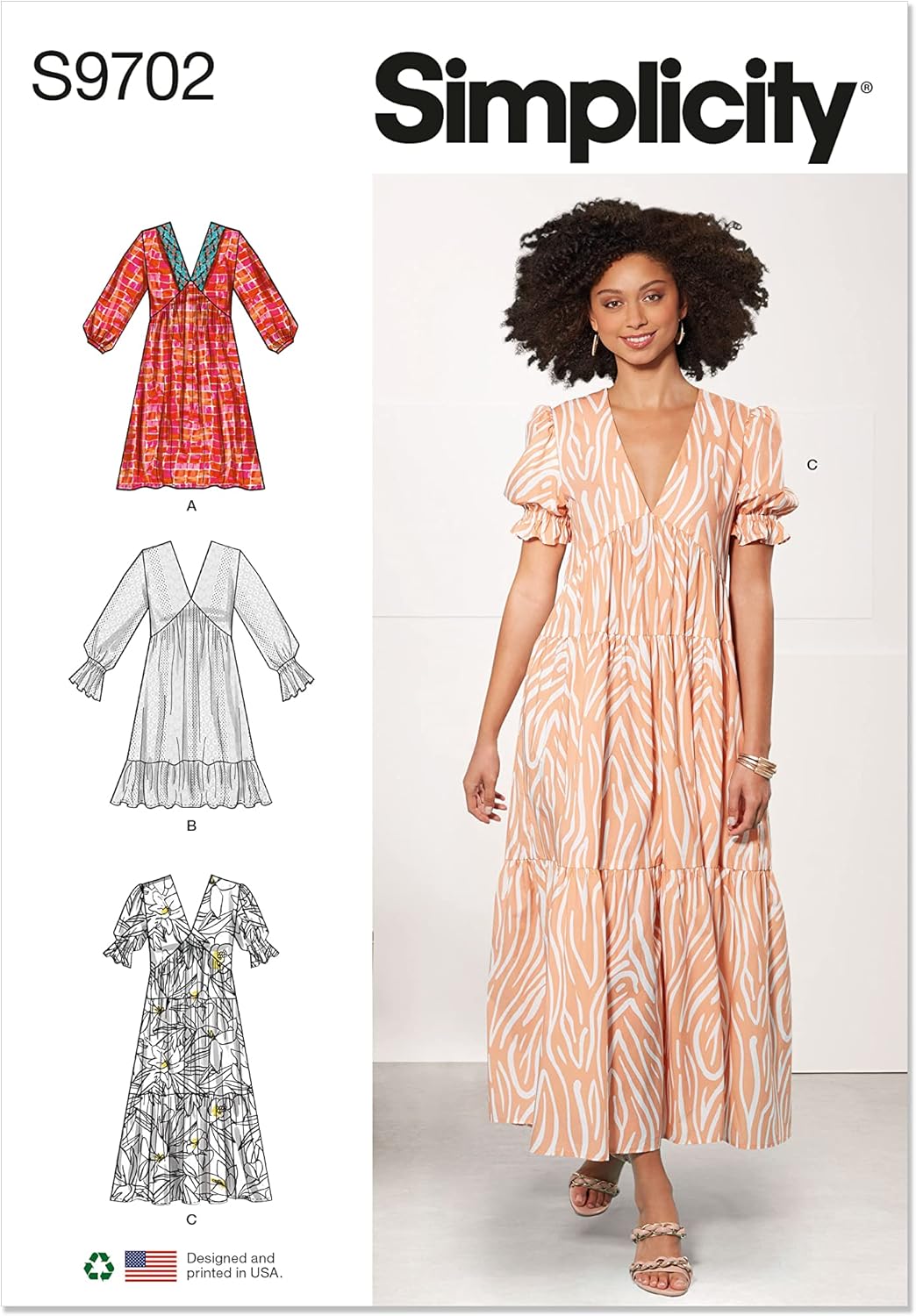 Amazon.com: Simplicity Misses' V-Neck Empire Dress Sewing Pattern Kit ...