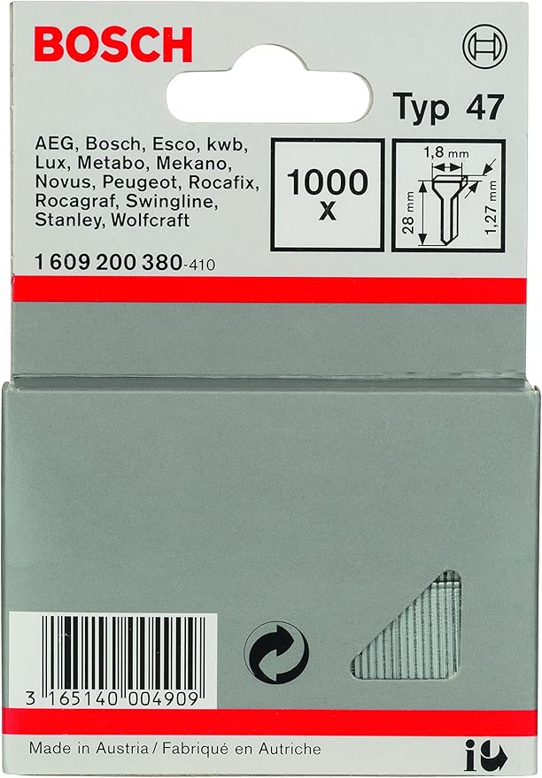 Bosch Accessories Type 47 Nails for Various Staplers, 1.8 mm x 1.27 mm ...