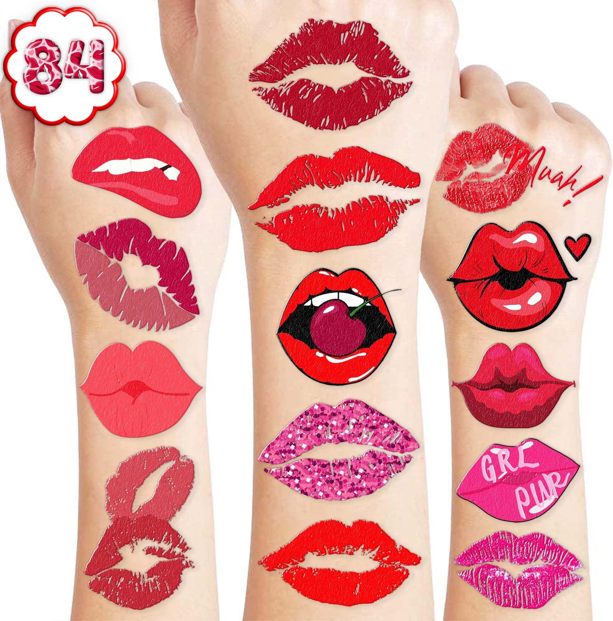 Amazon.com : 8 Sheets (84PCS) Lip Kiss Temporary Tattoos Stickers ...