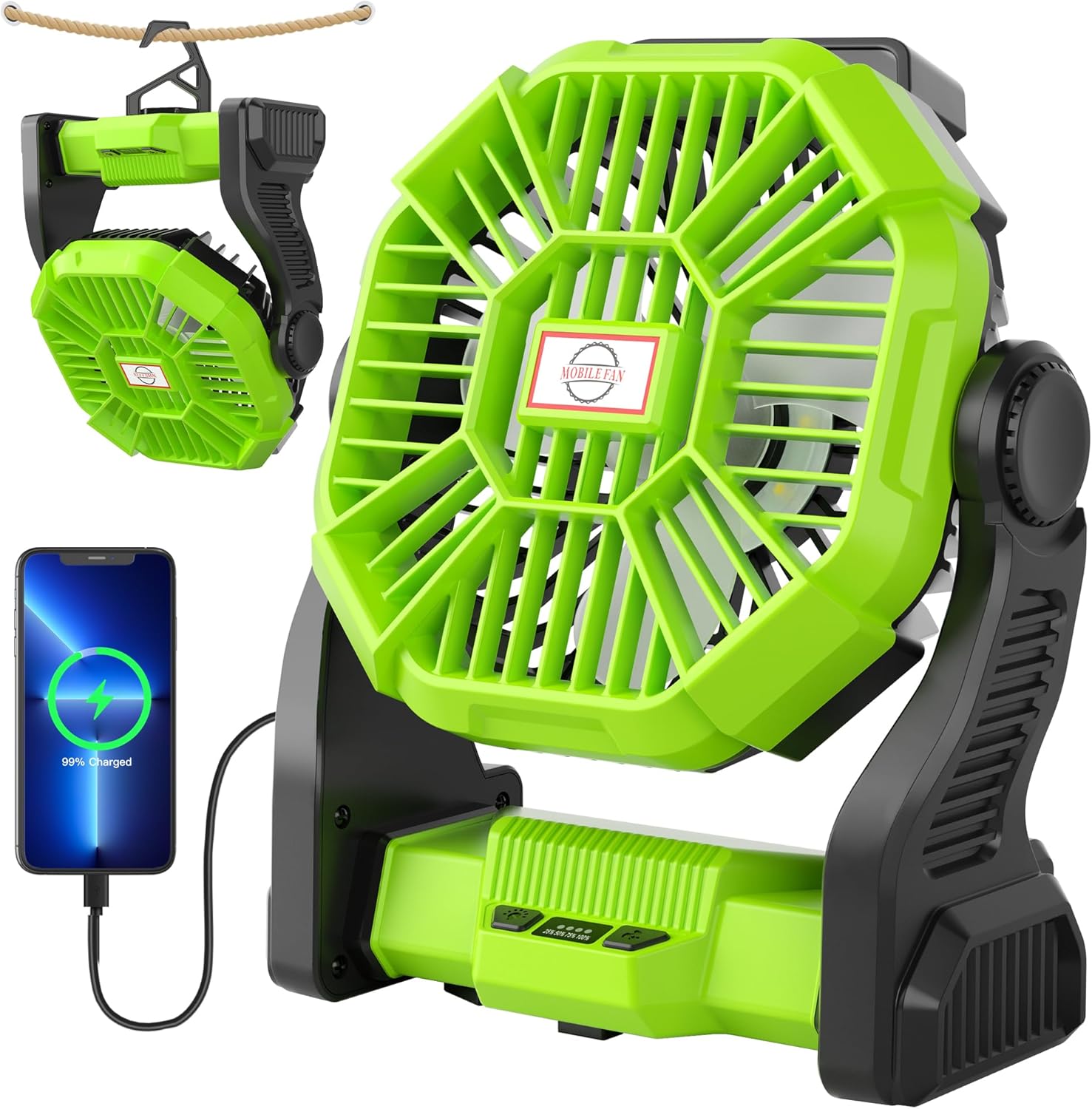 Amazon.com: TDLOL Rechargeable Portable Camping Fan for Tent with LED ...
