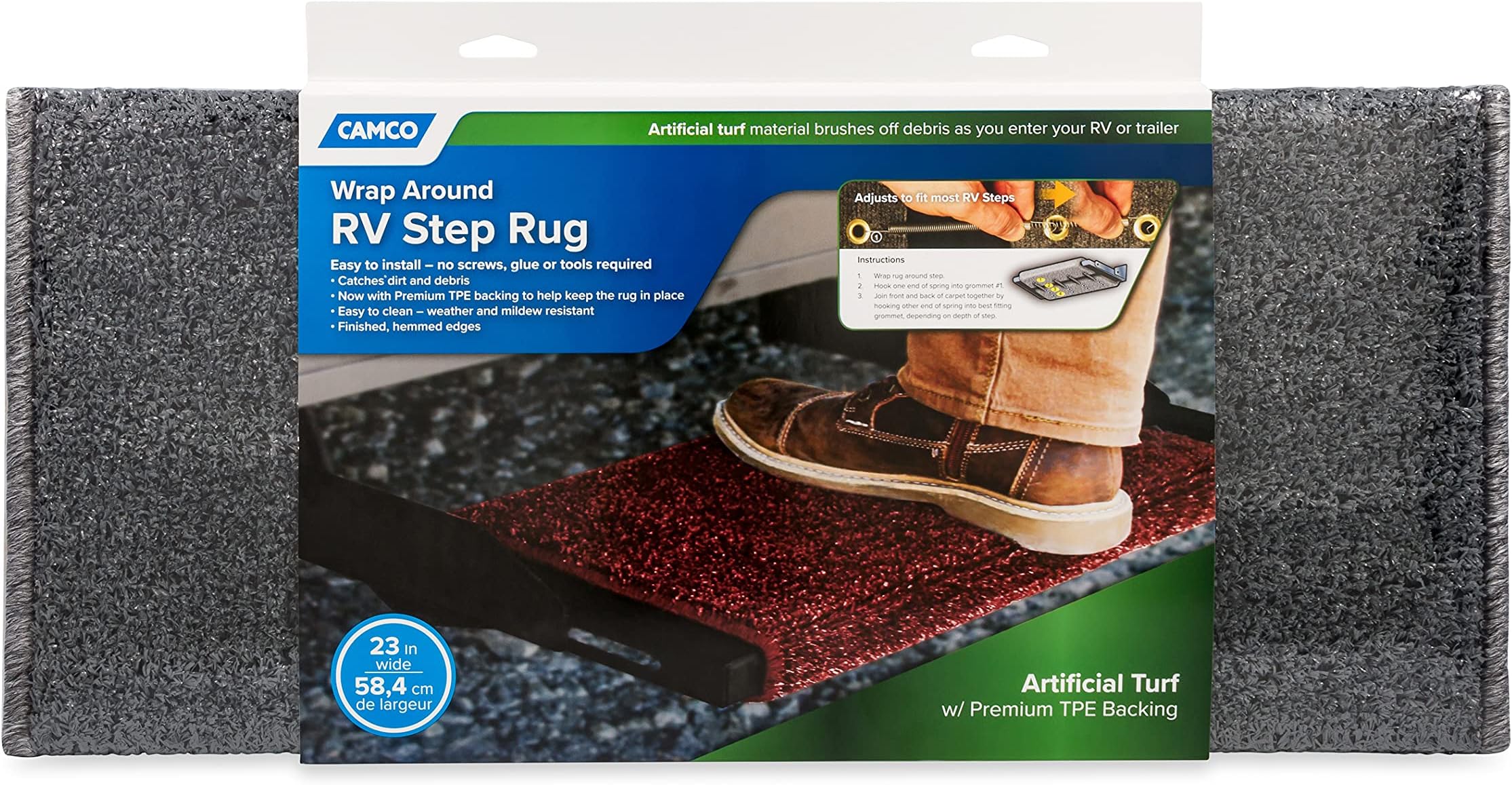 Amazon.com: Camco 42945 Gray Premium Wrap Around RV Step Rug (Turf ...