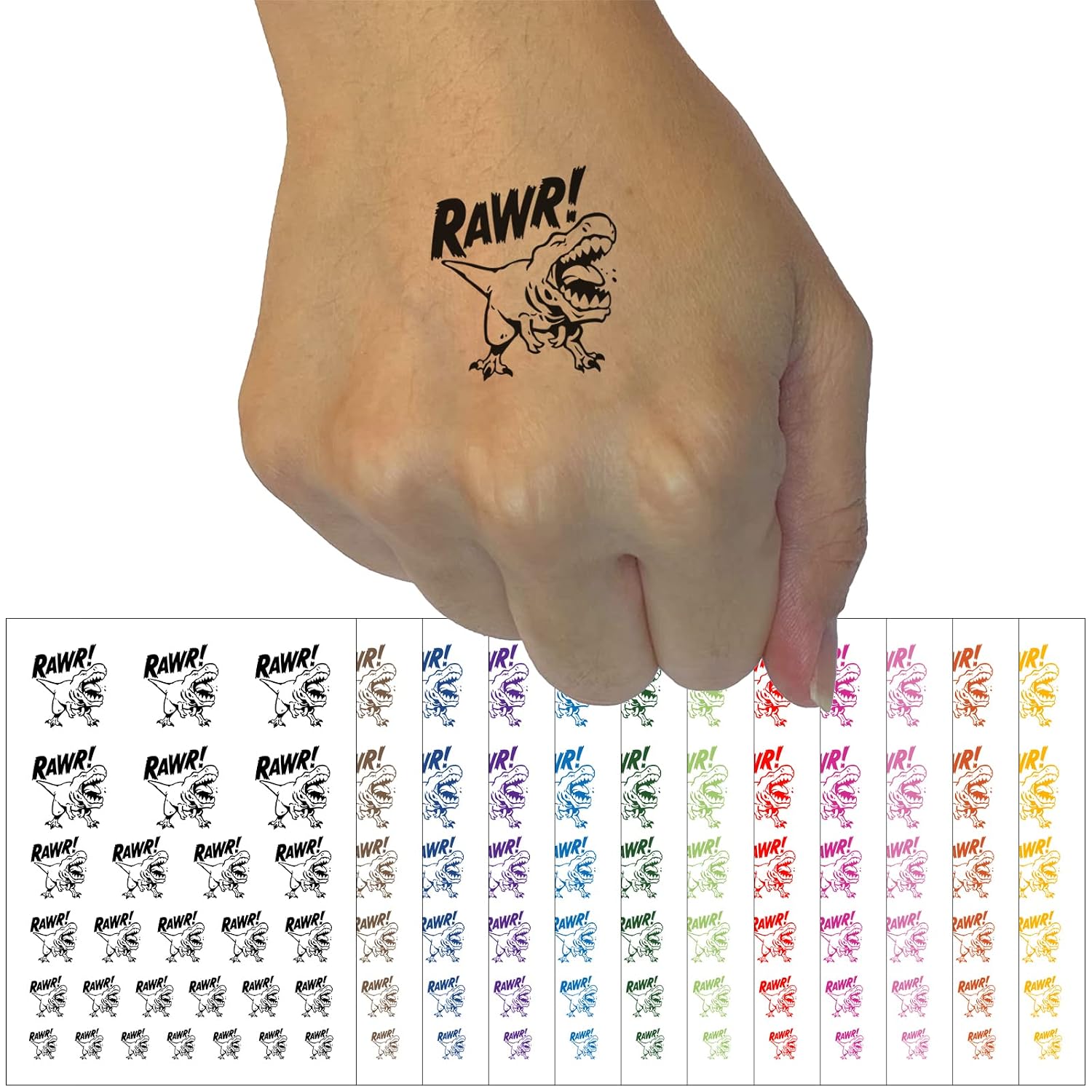 Amazon.com : Tyrannosaurus Rex Rawr Roar Dinosaur Temporary Tattoo ...