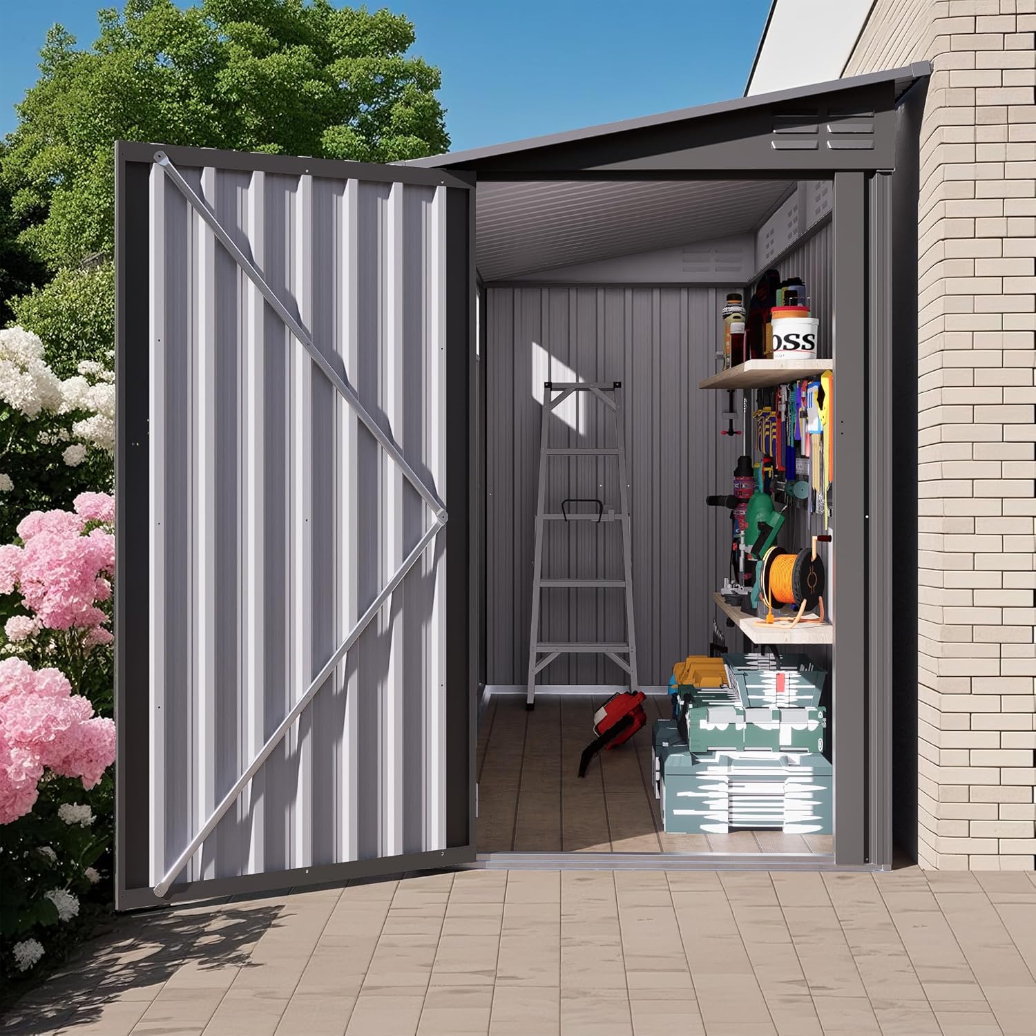 Amazon.com : Zolyndo 4x9 FT Lean to Shed with Windows, Metal Sheds ...