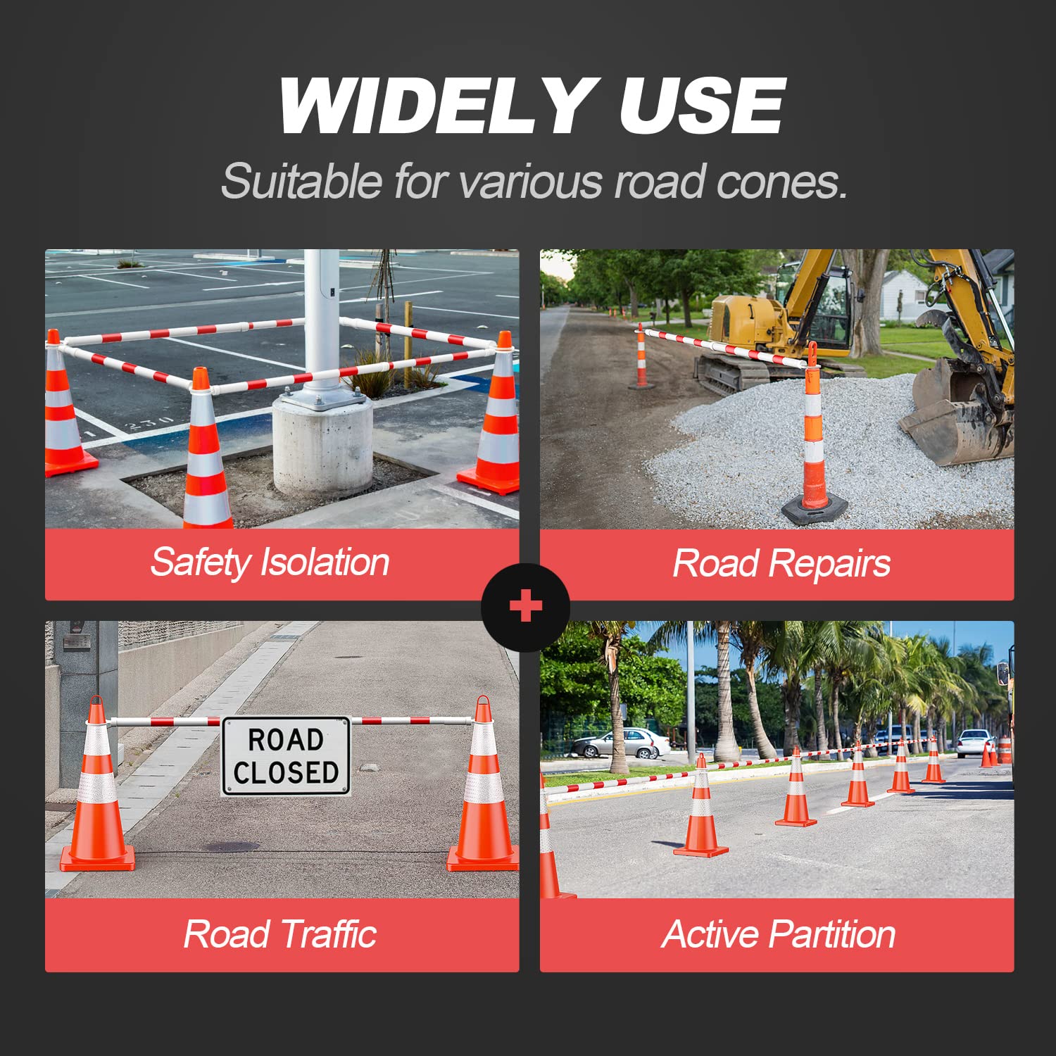 Snapklik.com : 2 Pack 4 FT To 6.9 FT Retractable Cone Bar, Expandable ...
