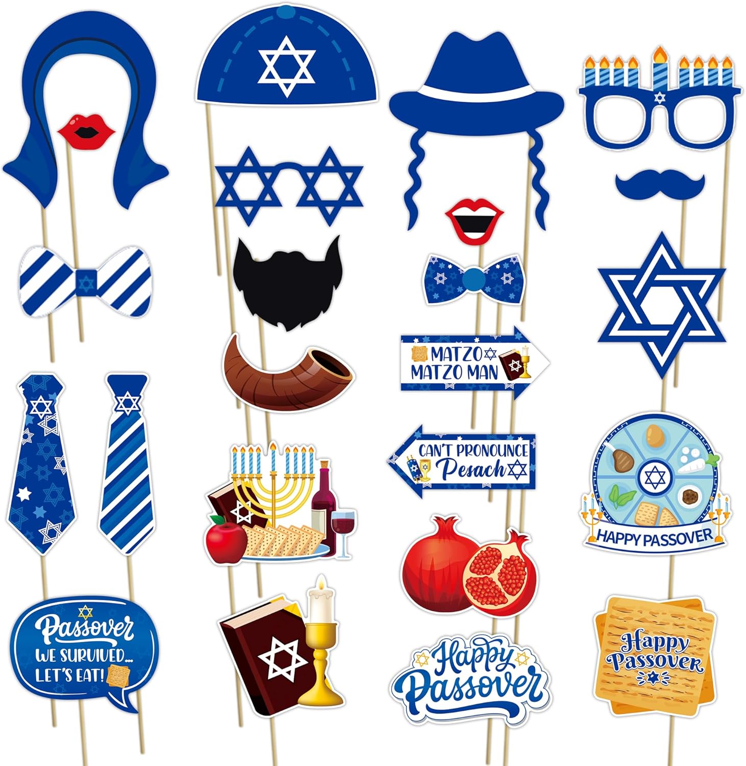 Amazon.com: FSHANEE Passover Photo Booth Props - 24 Counts - Cardboard ...