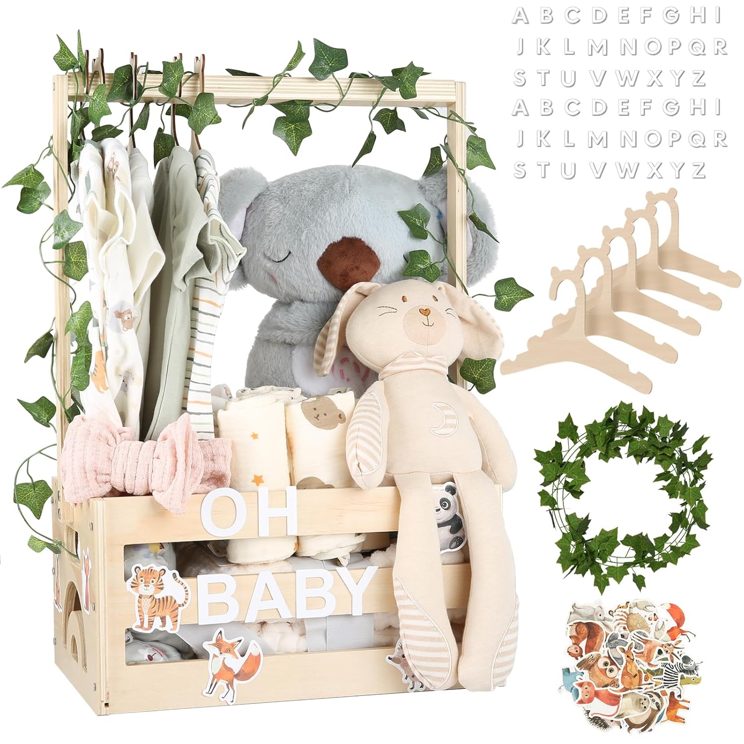 Amazon.com : Baby Shower Gifts Basket Wooden Crate, Personalized Wooden ...