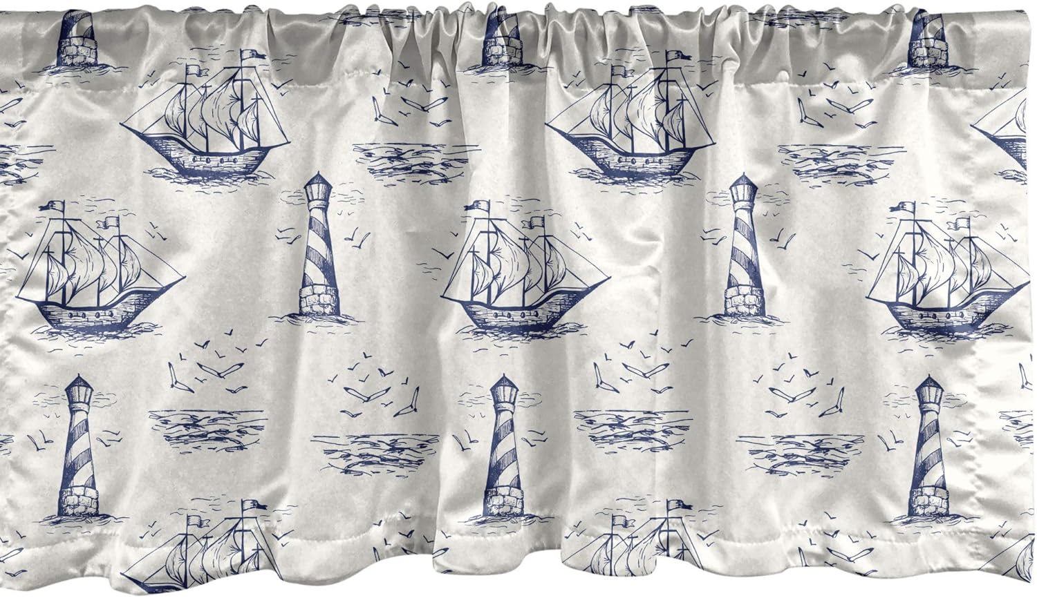 Amazon.com: Lunarable Nautical Window Valance, Ships Sailing in The Sea ...