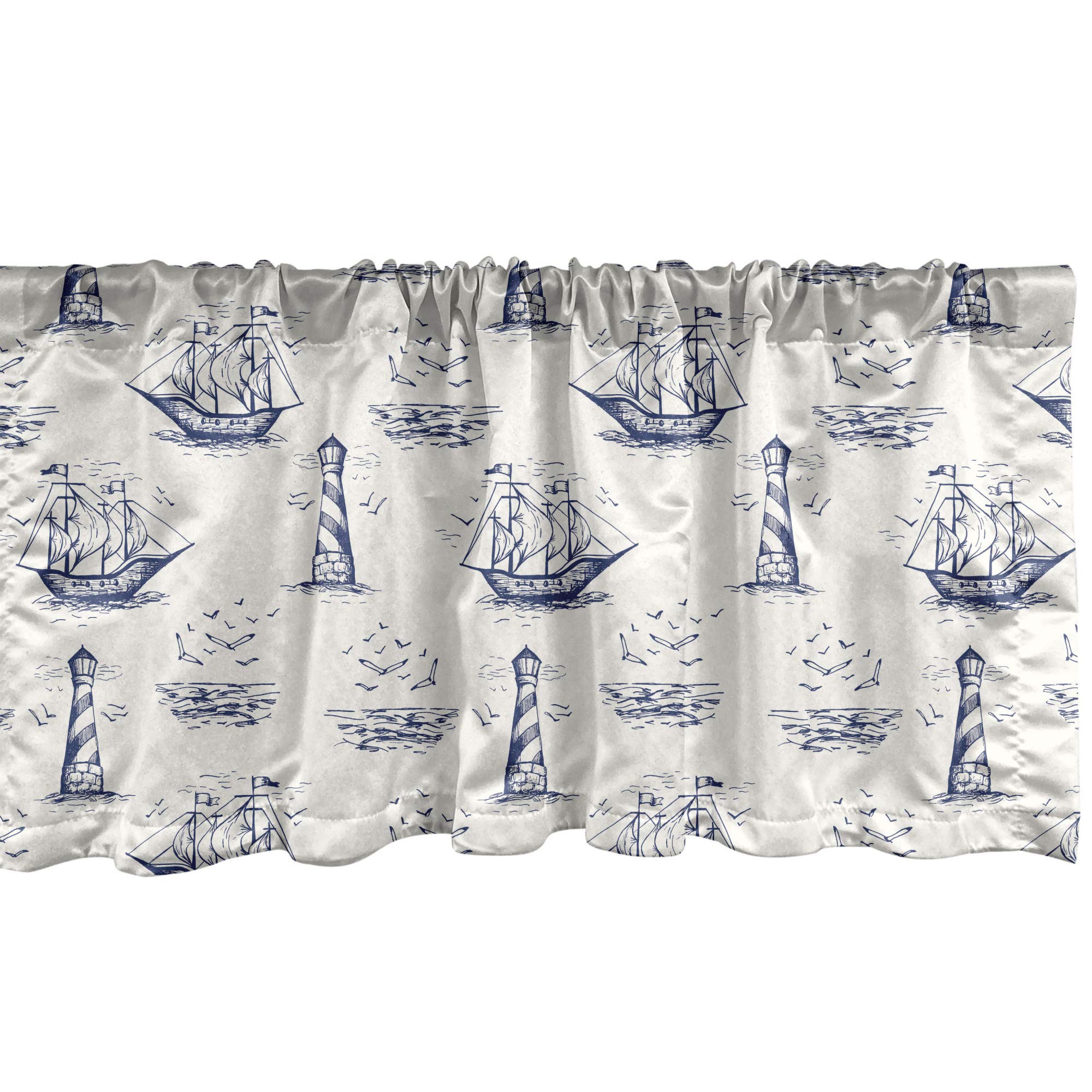 Amazon.com: Lunarable Nautical Window Valance, Ships Sailing in The Sea ...