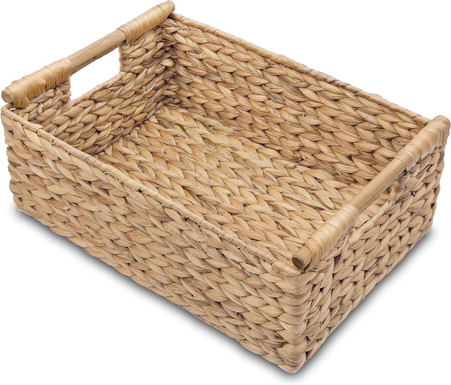 Amazon.com: VATIMA Extra Large Wicker Basket Rectangular with Wooden ...