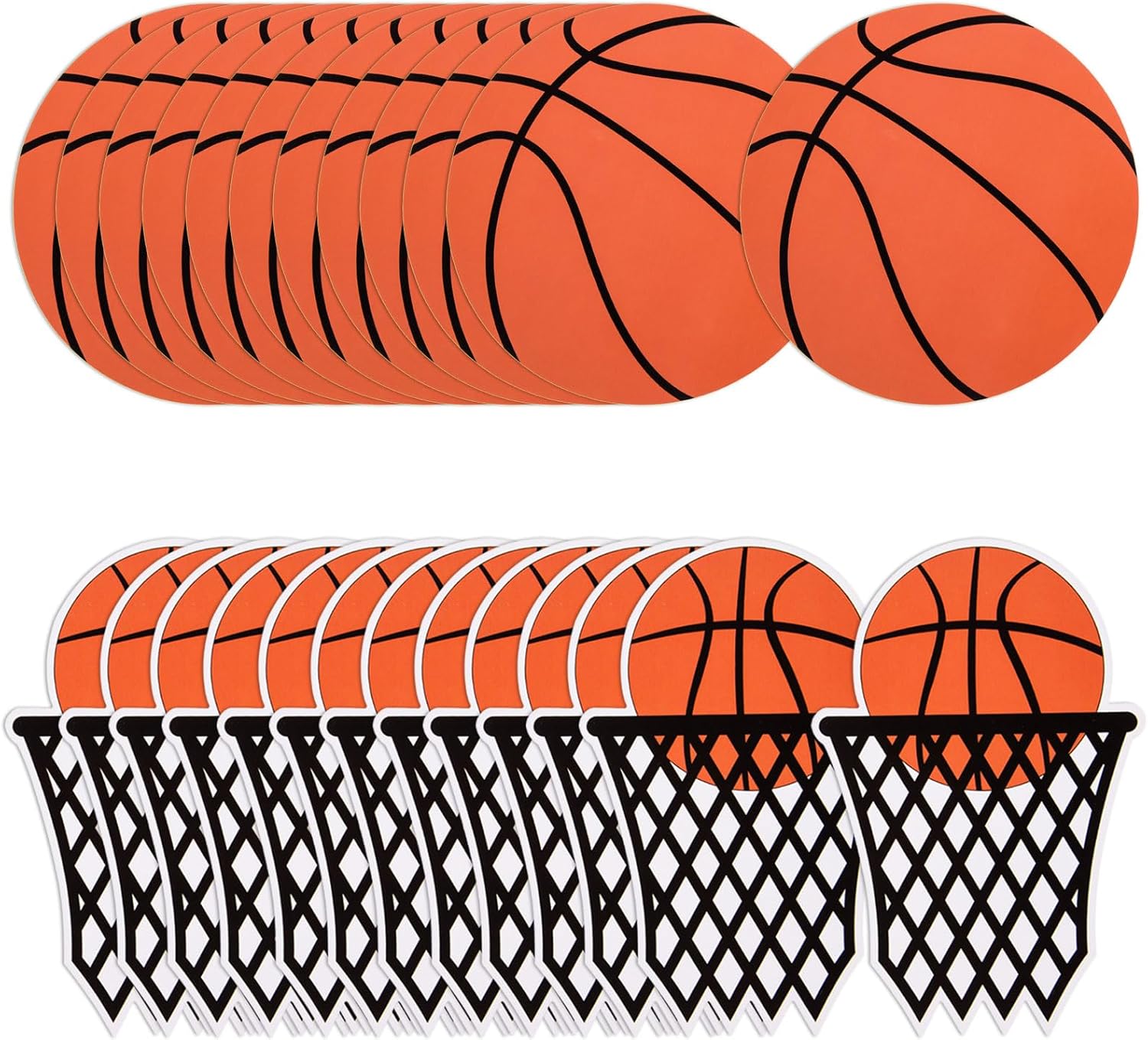 Amazon.com: FOBSME 80 Pcs Basketball and Basketball Net Cutouts Paper ...