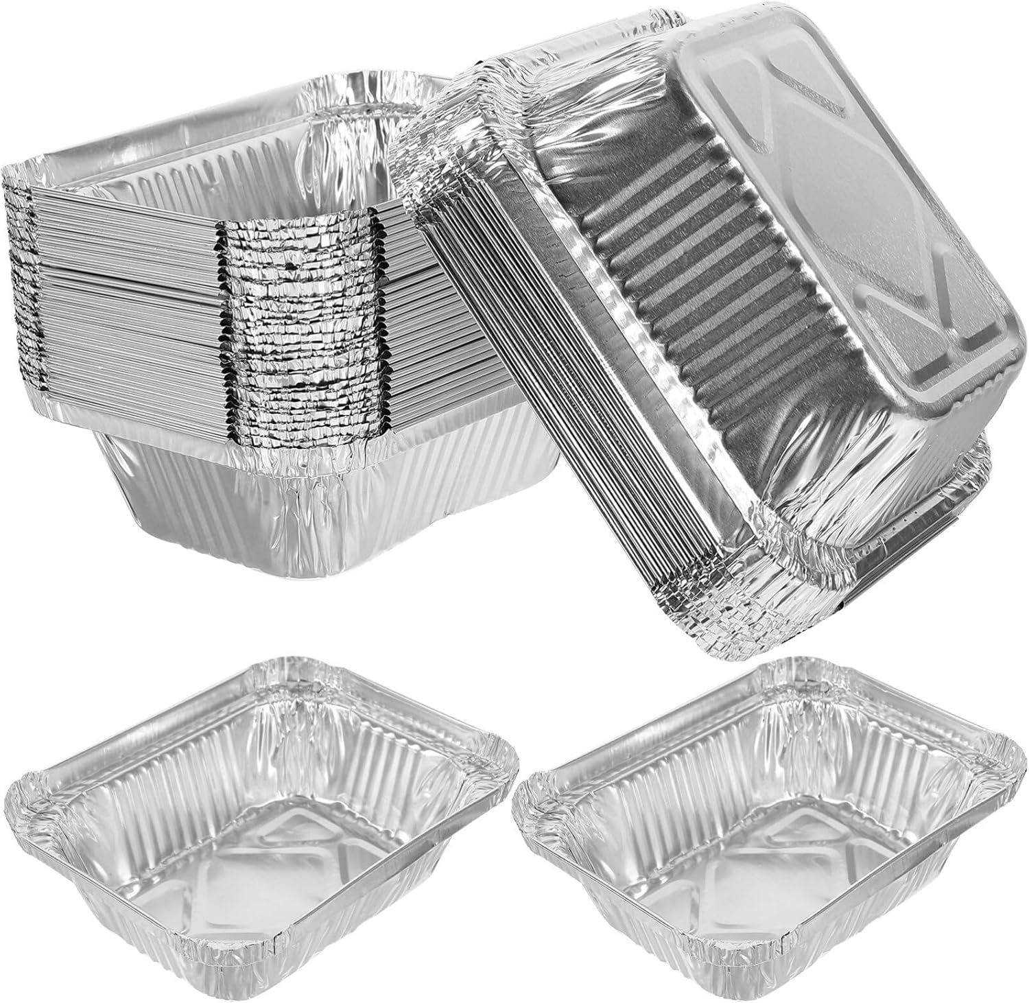 Amazon.com: UPKOCH 50pcs Single-use Aluminum Foil Pans Lids Disposable ...