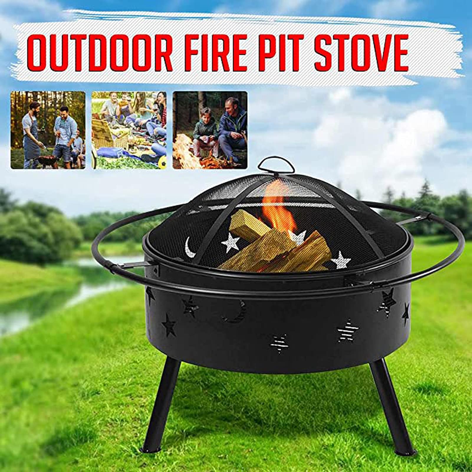 Fire Ring For Outside Fire Pit 32 Inch Outdoor Fire Pit Ring With Grill ...