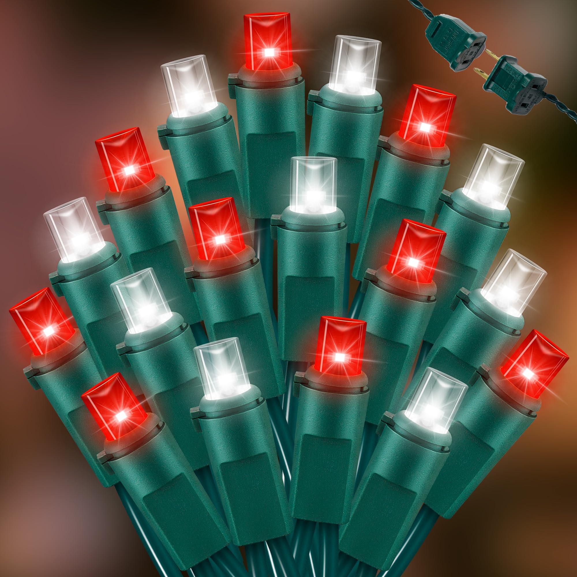 Amazon.com: LAMPHOME 100 Count RED and White - String Lights - 21.6FT ...