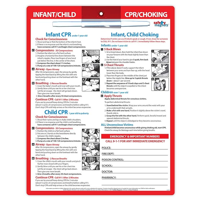 Buy Infant & Child CPR and Choking First Aid - Laminated Card with ...