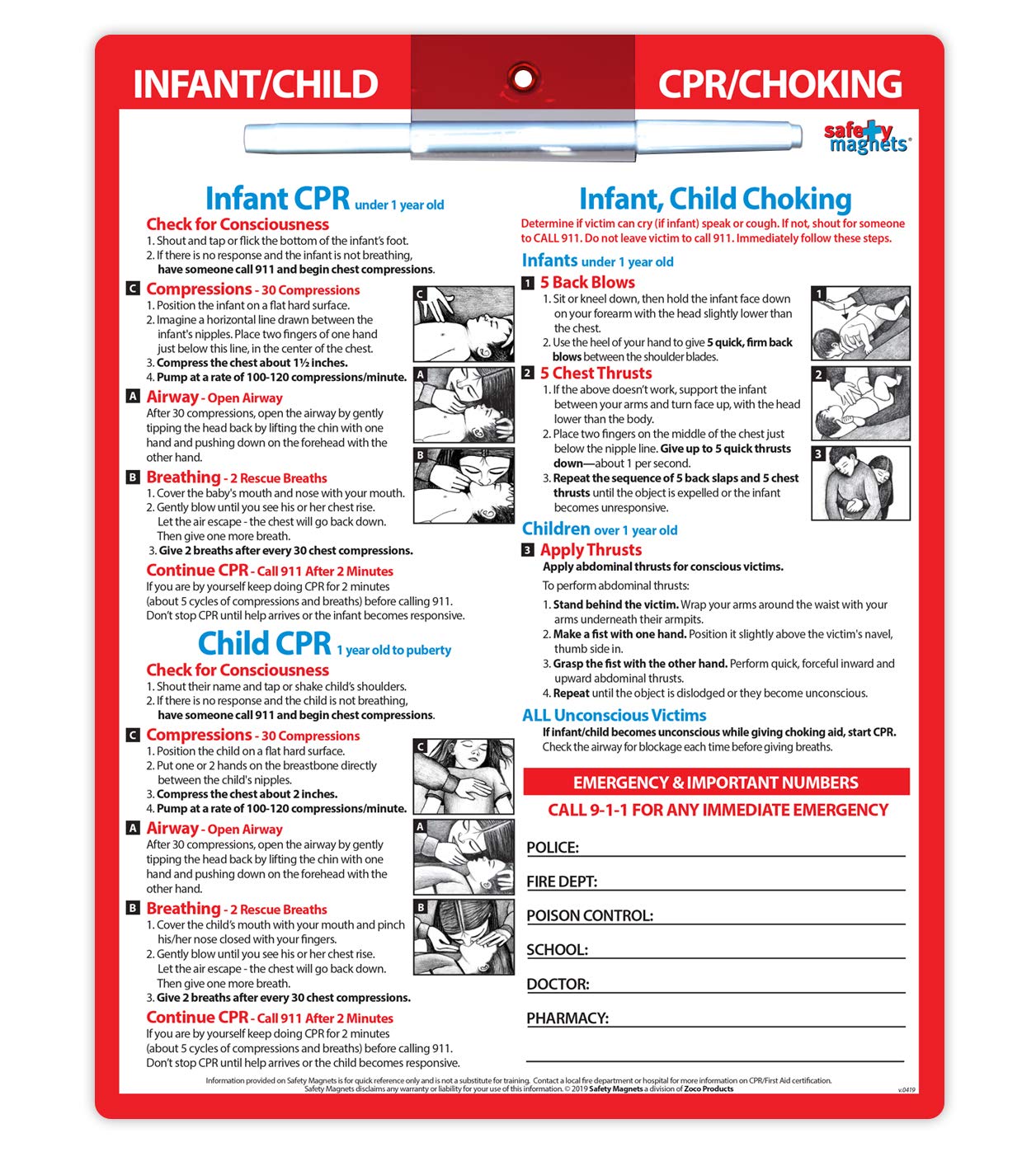 Buy Infant & Child CPR and Choking First Aid - Laminated Card with ...