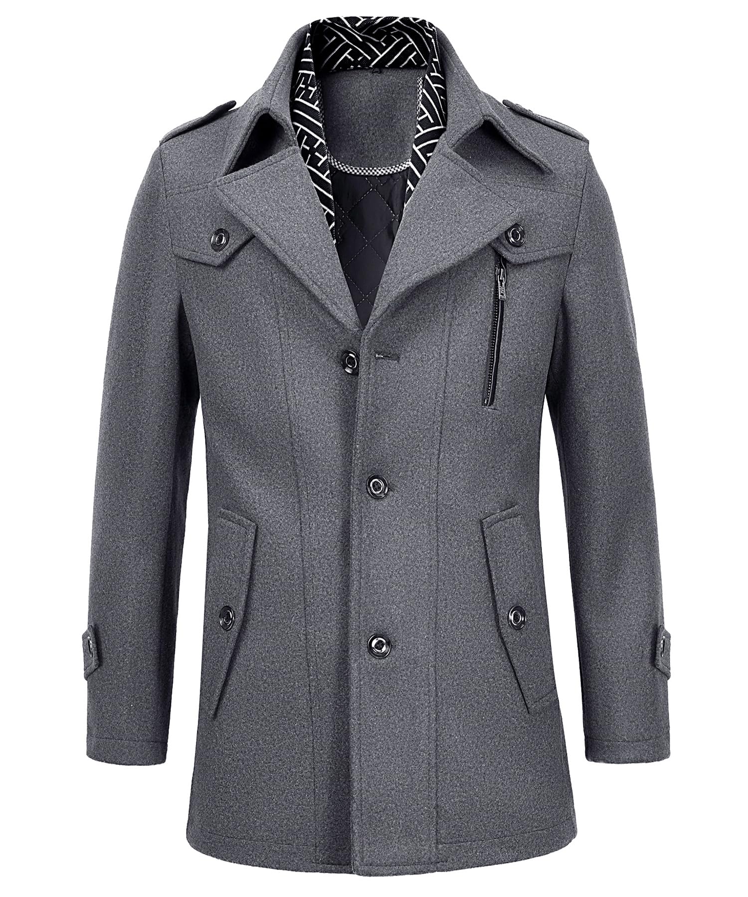 1 x Brand New KTWOLEN Men s Wool Coat Outwear Winter Jacket Trench Coa ...