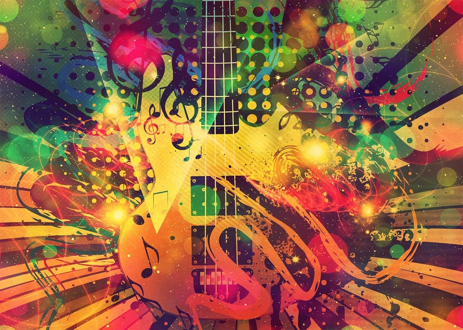 Amazon.com : BELECO 10x8ft Fabric Music Guitar Backdrop Colorful Music ...