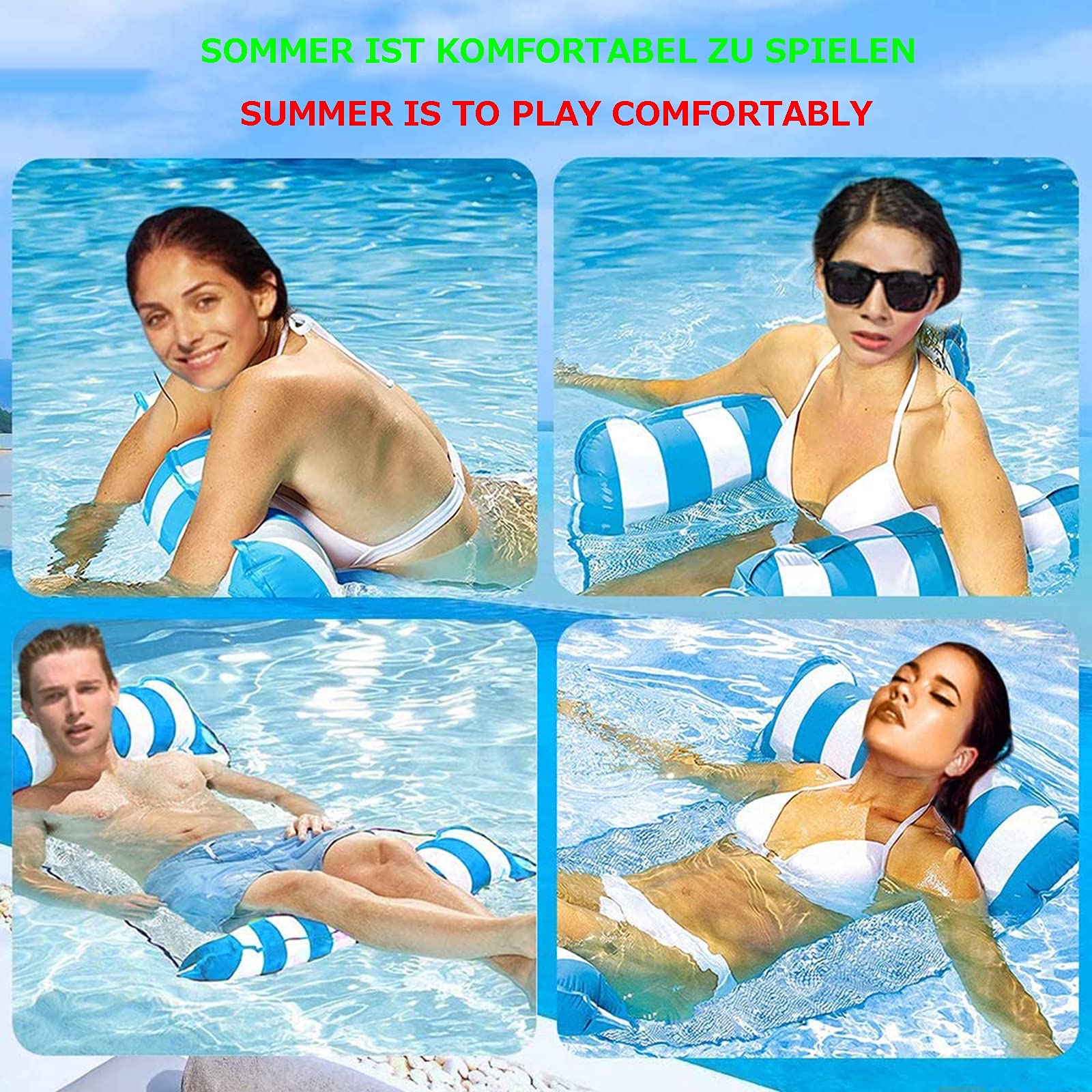 4-in-1 Monterey Hammock Pool Lounge Assorted By Aqua