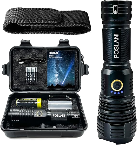 Poslani flashlights LED high lumens Rechargeable, Extremely Bright ...