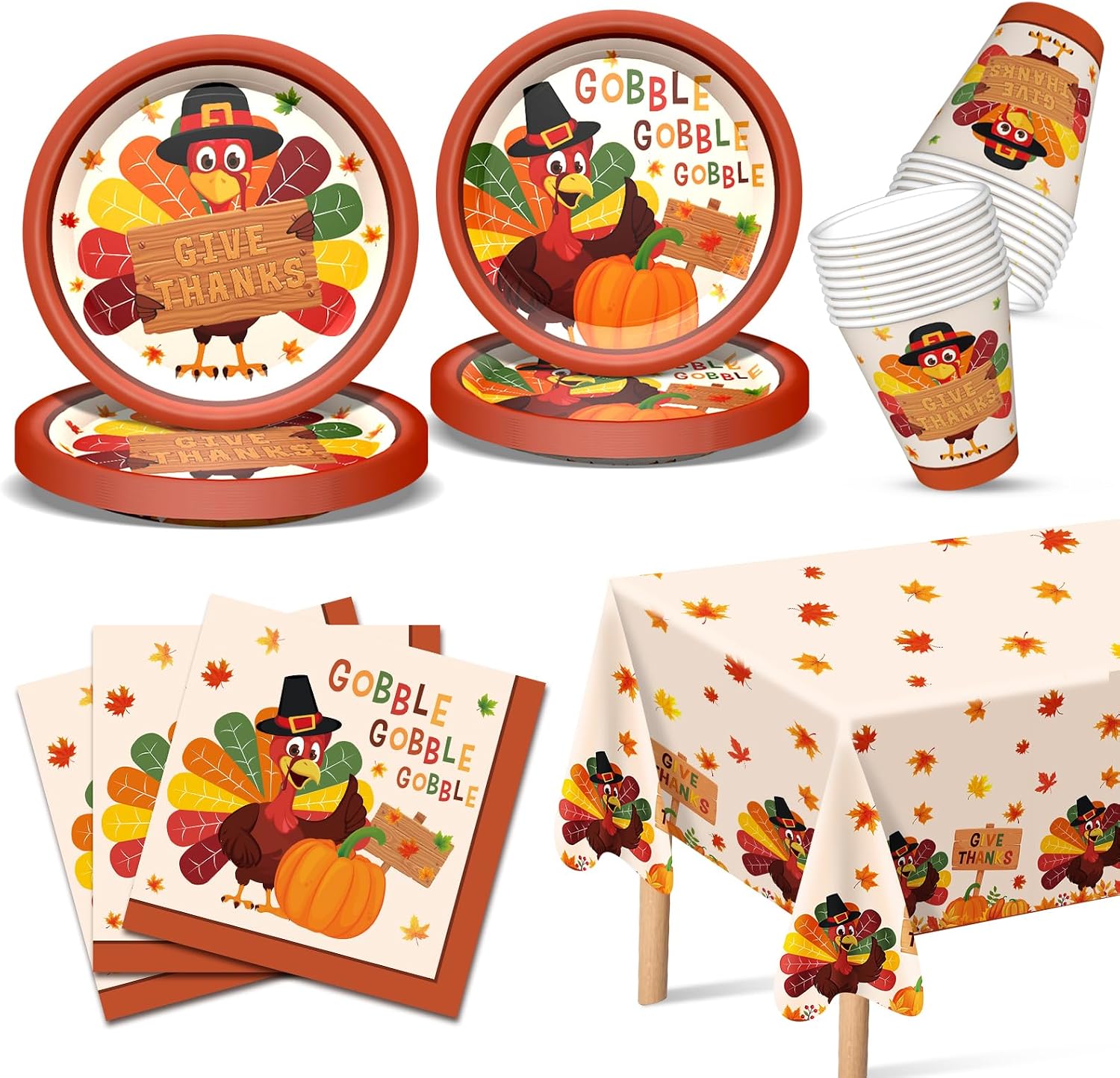 Amazon.com: 97PCS Turkey Thanksgiving Party Supplies Kit Give Thanks ...