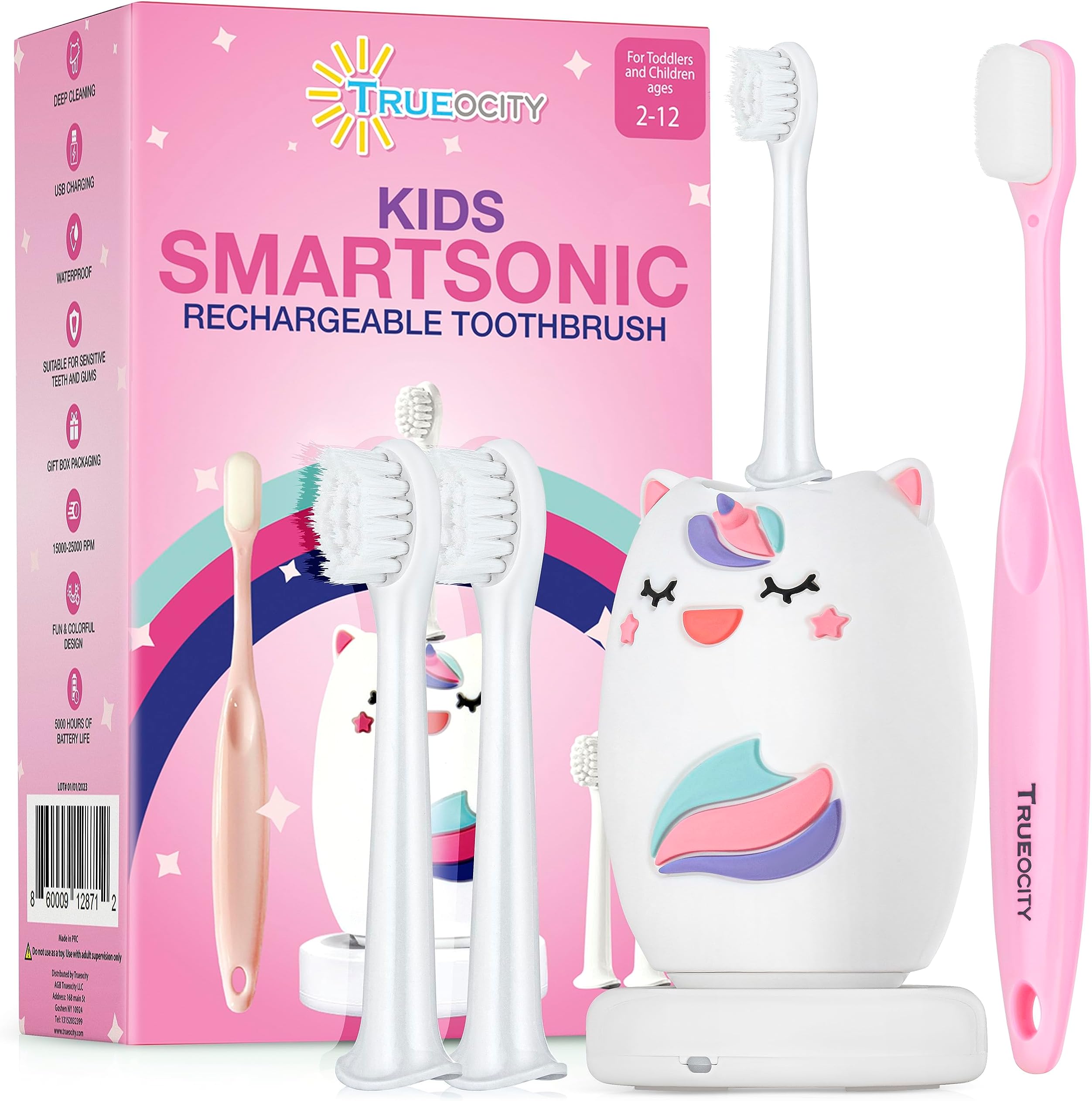 Amazon.com: Kids Toothbrush Electric Rechargeable Age 3+, Unicorn ...