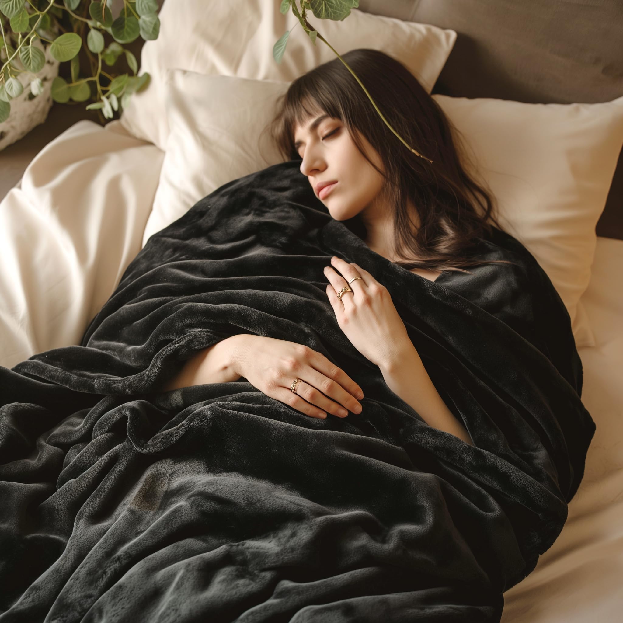 Amazon.com: Bedsure Fleece Bed Blankets Full Size Black - Soft ...