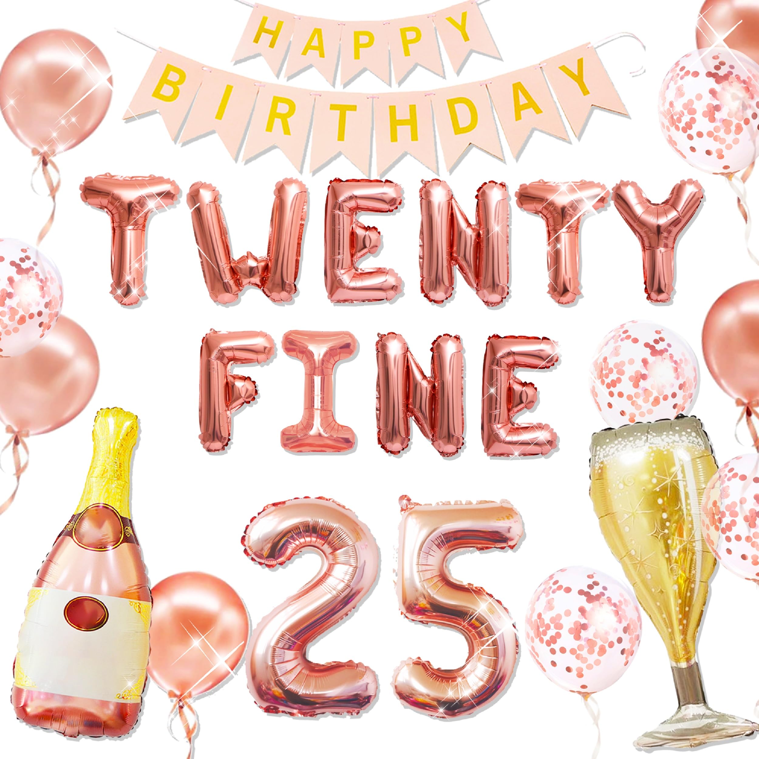 Snapklik.com : LaVenty Rose Gold 25th Birthday Balloons - Funny Happy ...