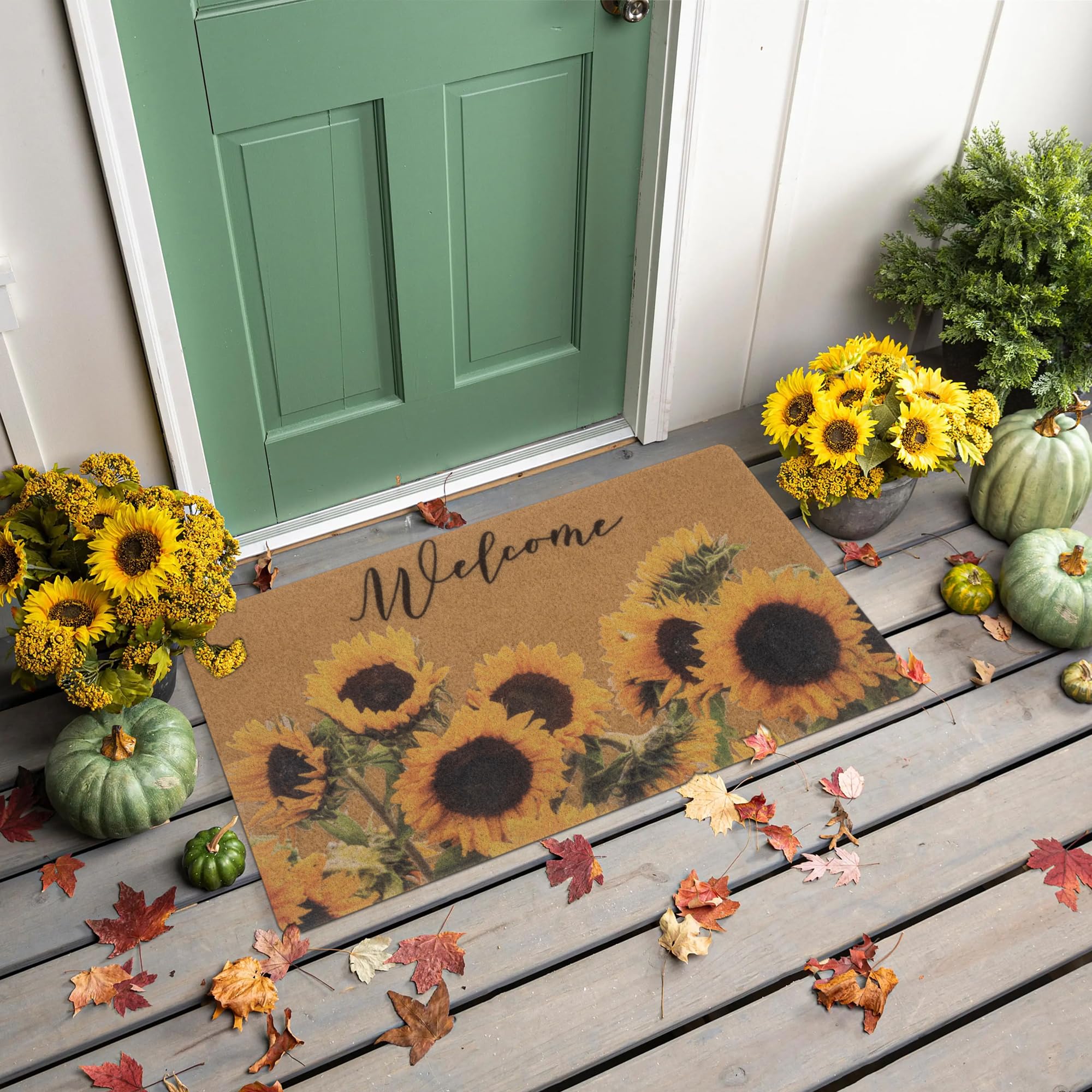 Amazon.com: XuoAz Sunflower-Welcome-Entrance-Doormat Floral Spring-Fall ...