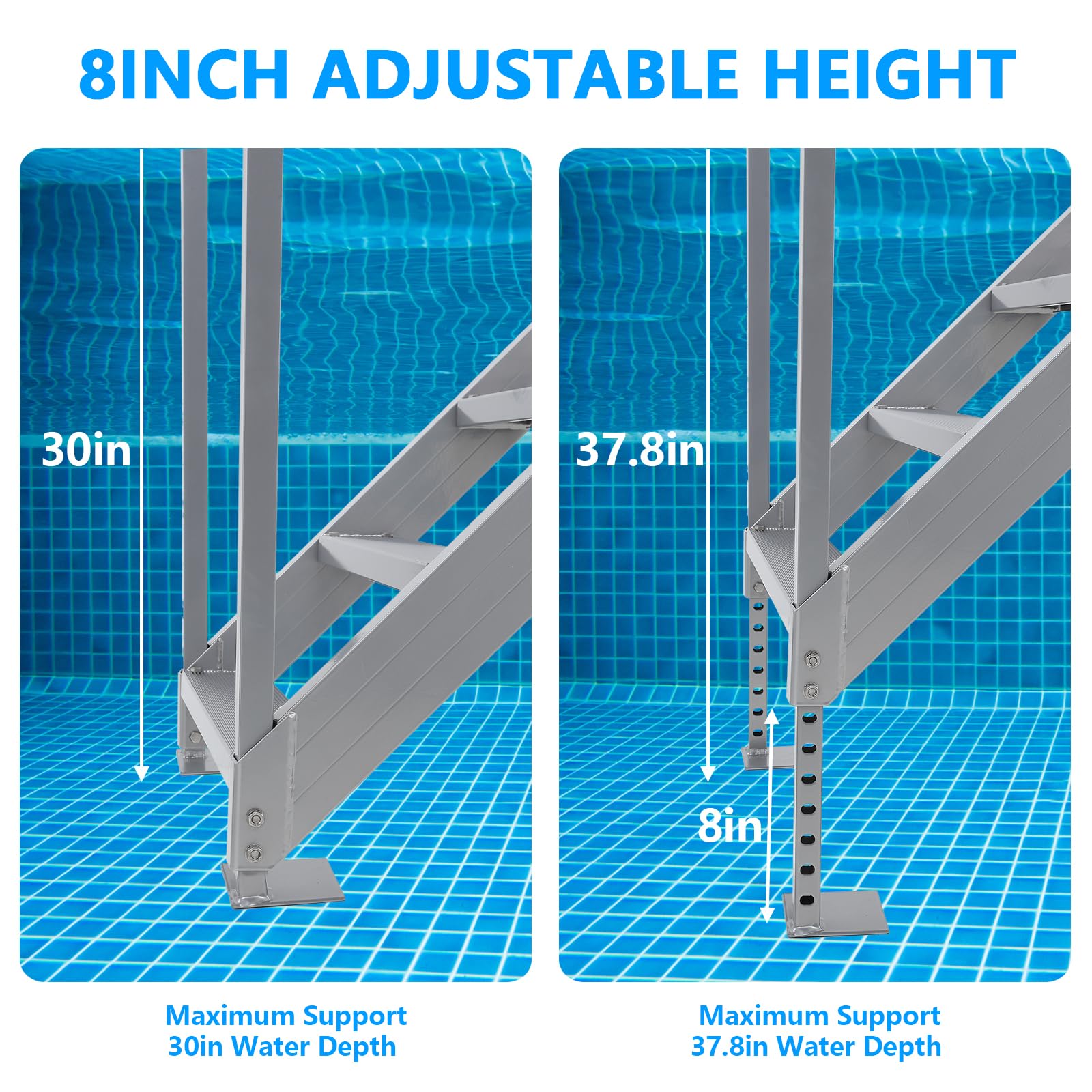 Snapklik.com : Dock Stairs, 500lbs Load Pool Steps,Pontoon Boat Ladder