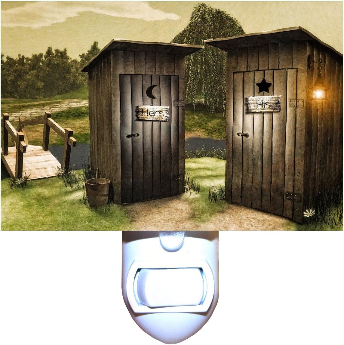 His and Hers Outhouse Decorative Night Light - Outhouse Bathroom Decor ...
