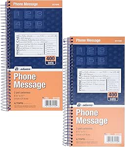 Adams Phone Message Book, 5.25 x 11 Inch, Spiral Bound, 2-Part ...