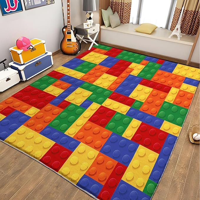 Carpet Geometric Colorful Building Blocks Rugs Living Room Bedroom ...