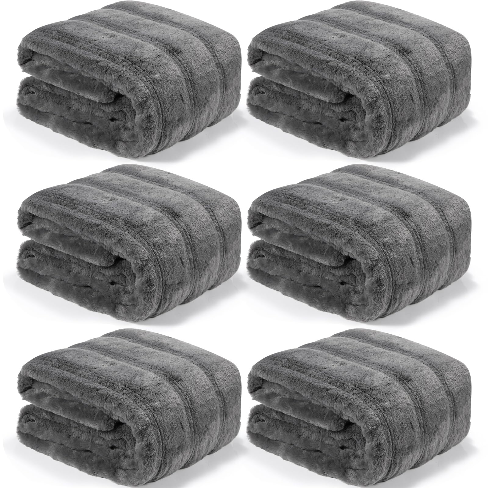 6 Pack Faux Fur Throw Blanket Bulk 50 x 60 Inch Rabbit Fur Soft Blanket ...