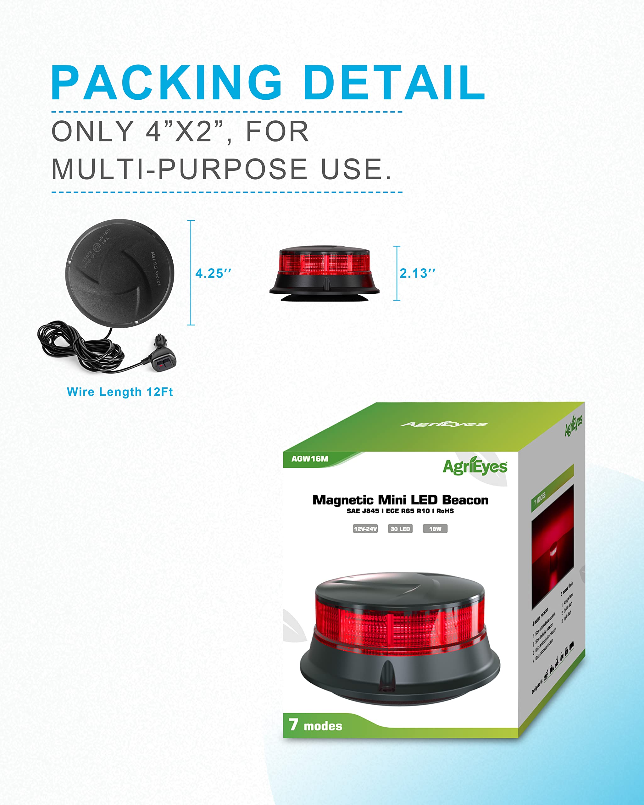 Snapklik.com : Red Beacon Light 42Inch, 7 Flashing Modes Safety Warning ...