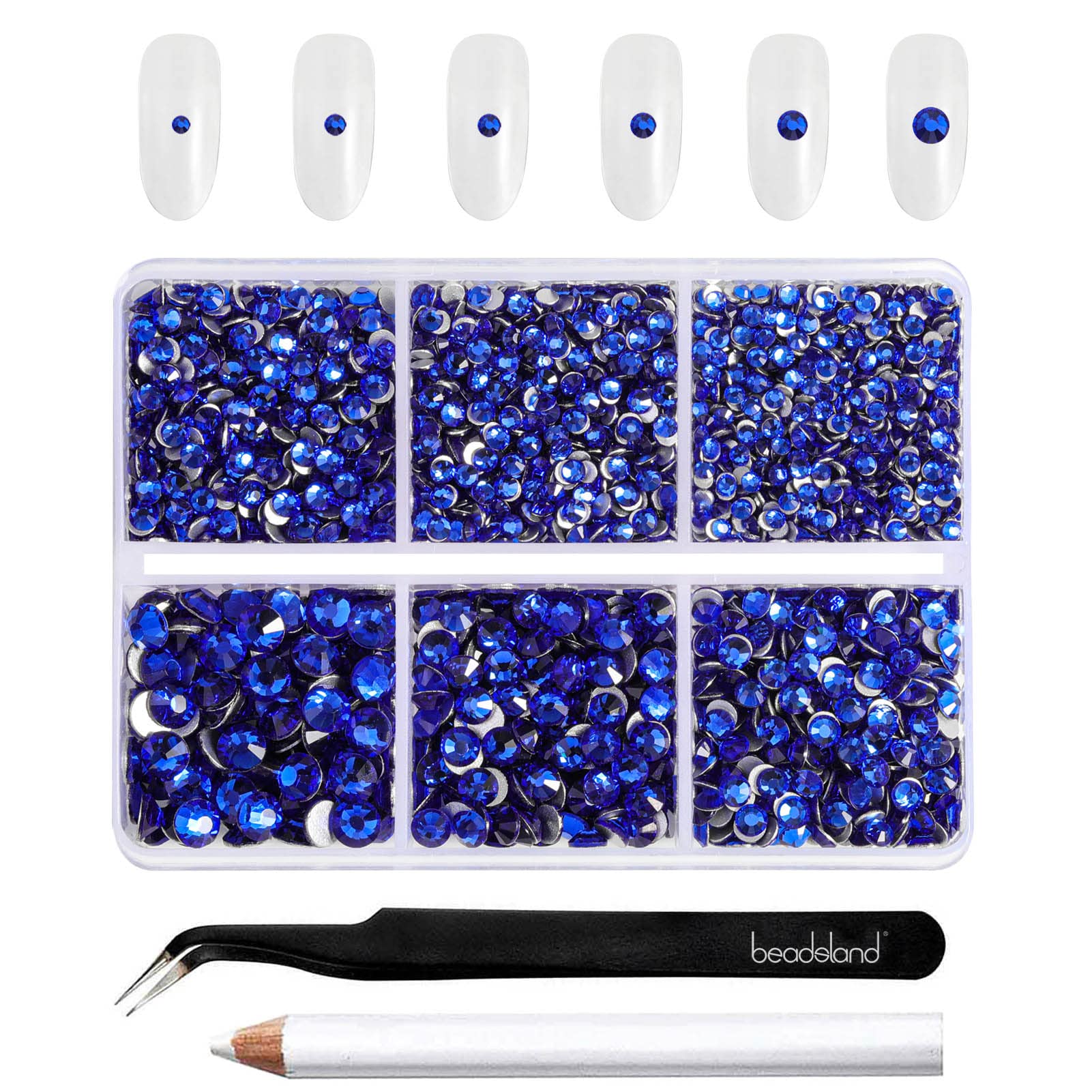 Beadsland 4300pcs Flatback Rhinestones,Royal Blue Rhinestones Nail Gems ...